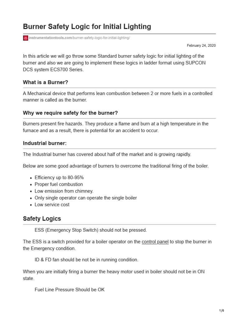 Burner Safety Logic for Initial Lighting | PDF | Boiler | Energy Conversion