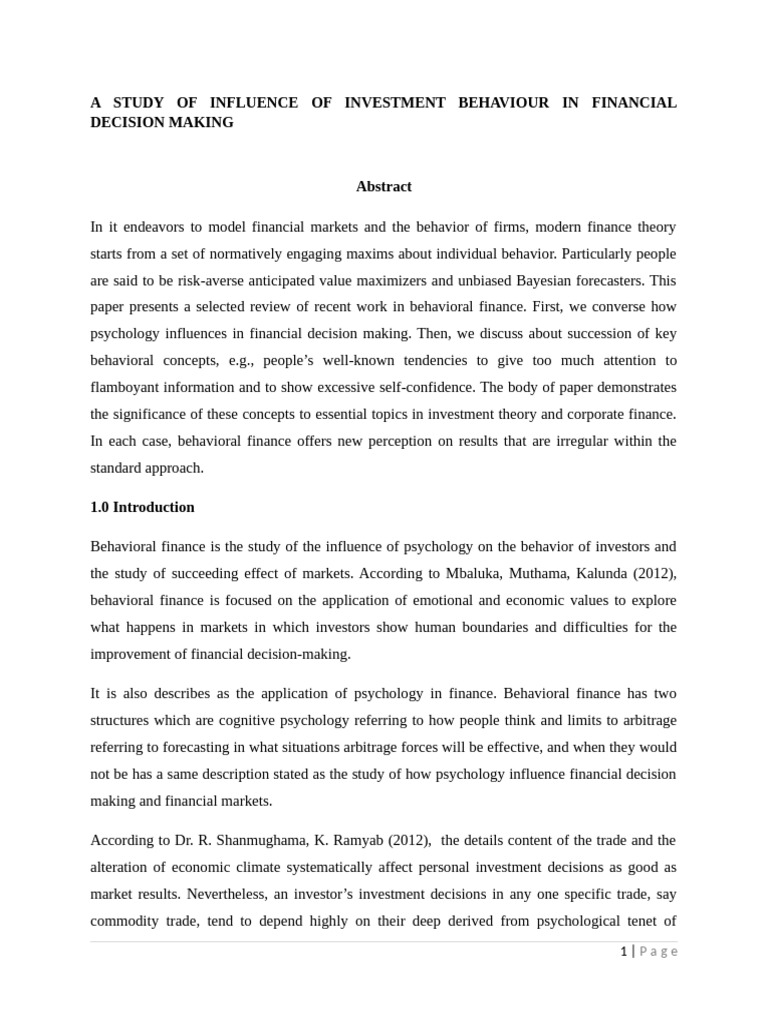 Behavioral Finance and Investor Psychology | PDF | Market Trend ...