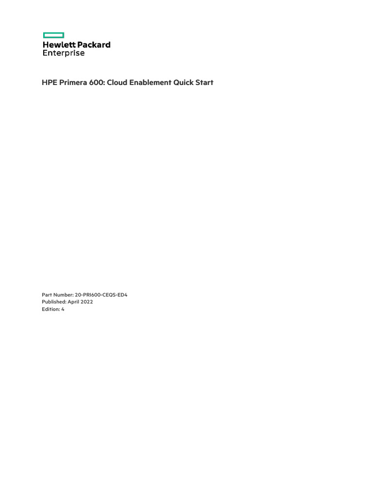 HPE - A00118653en - Us - HPE Primera 600 - Cloud Enablement Quick Start | PDF | Cloud Computing ...