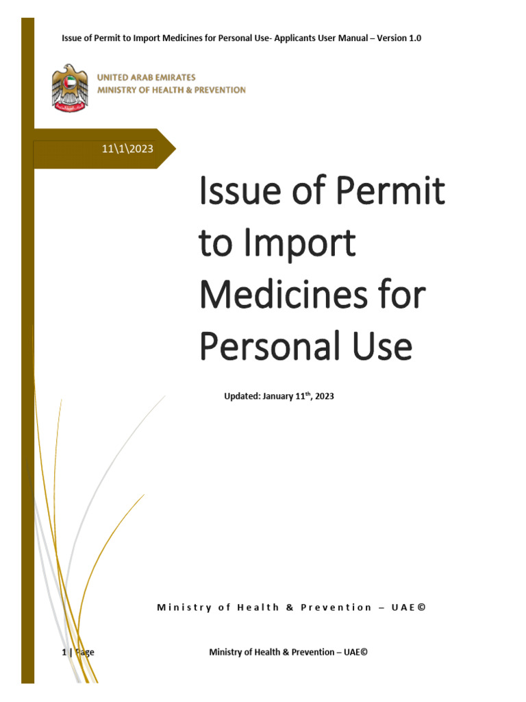 User Manual - Issue of Permit To Import Medicines For Personal Use ...