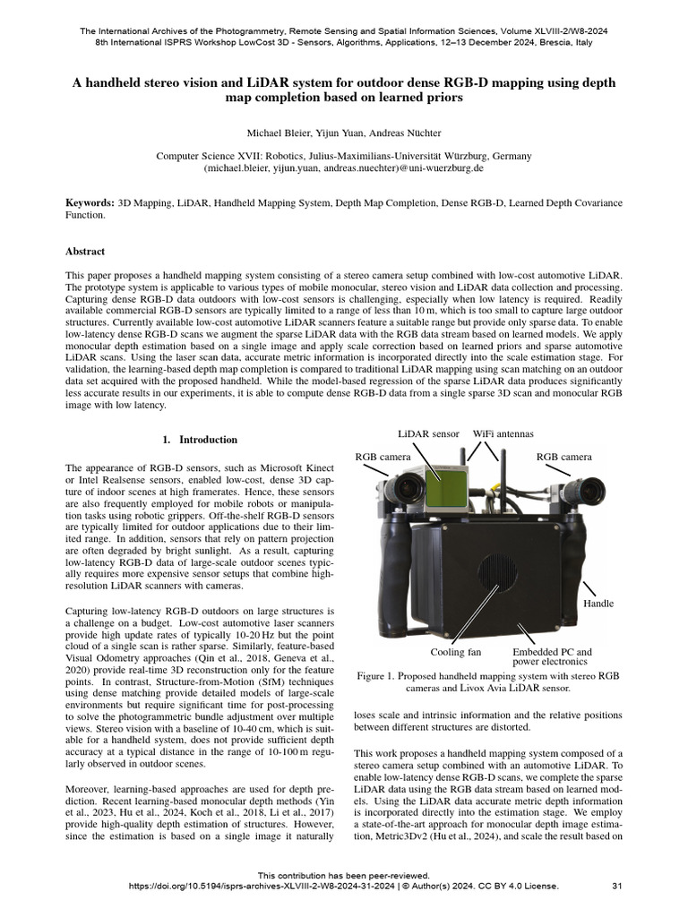 Handheld LiDAR System for Outdoor RGB-D Mapping | PDF | Lidar ...