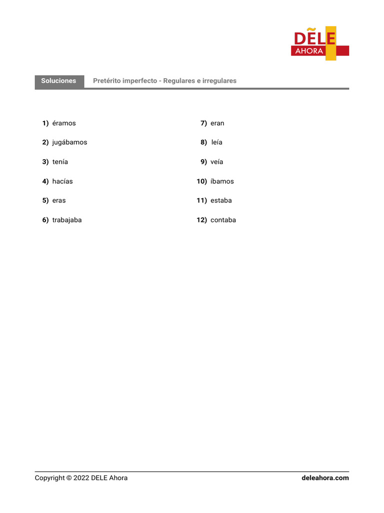 preterito-imperfecto-regulares-e-irregulares_soluciones | PDF