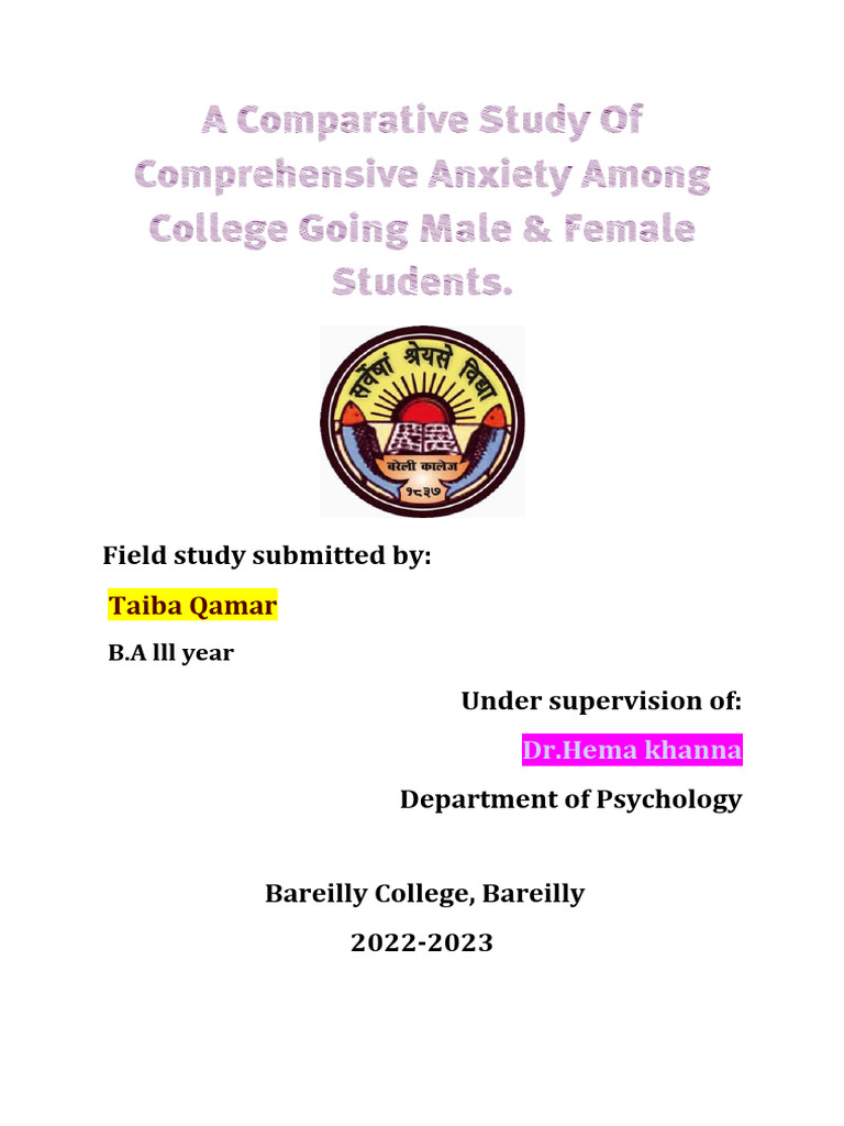 comparative study | PDF | Anxiety | Anxiety Disorder