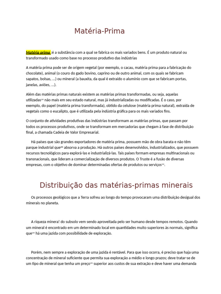 Matéria-Prima Mineral e Suas Aplicações | PDF | Matéria-prima | Minerais