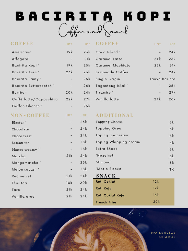 Black and Tan Photo Coffee Shop Cafe Menu | PDF