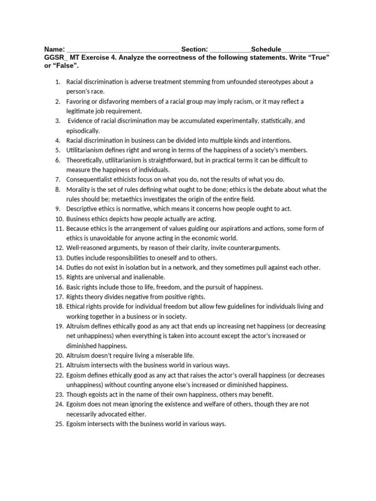 GGSR_ MTExercise 1 | PDF | Liberal Arts Education | Social Psychology