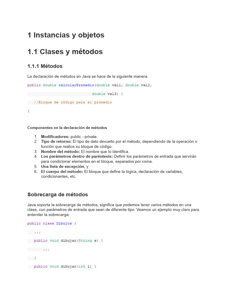 1 Instancias y Objetos | PDF | Java (lenguaje de programación) | Objeto (informática)