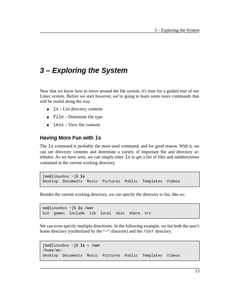 3 Exploring the System | PDF | Computer File | Text File