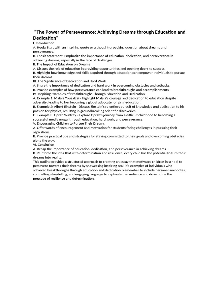 Inspiring Perseverance in Education | PDF