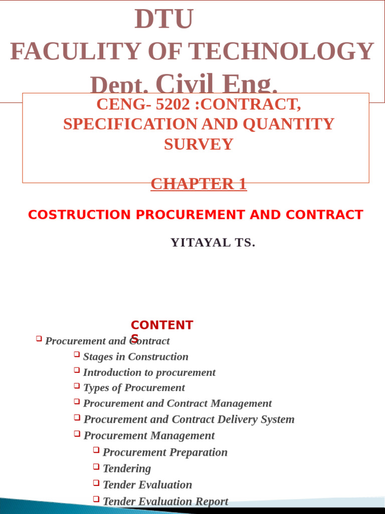 Lecture-1 Contract and Procurement Management | PDF | Government Procurement In The United ...