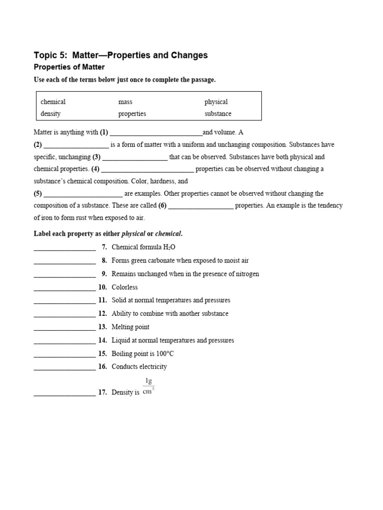Properties and Changes of Matter Explained | PDF | Chemical Substances ...