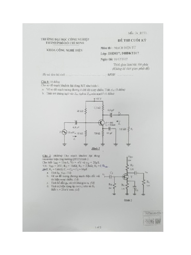 ĐỀ THI CK (2022 - 2023) HK1 | PDF