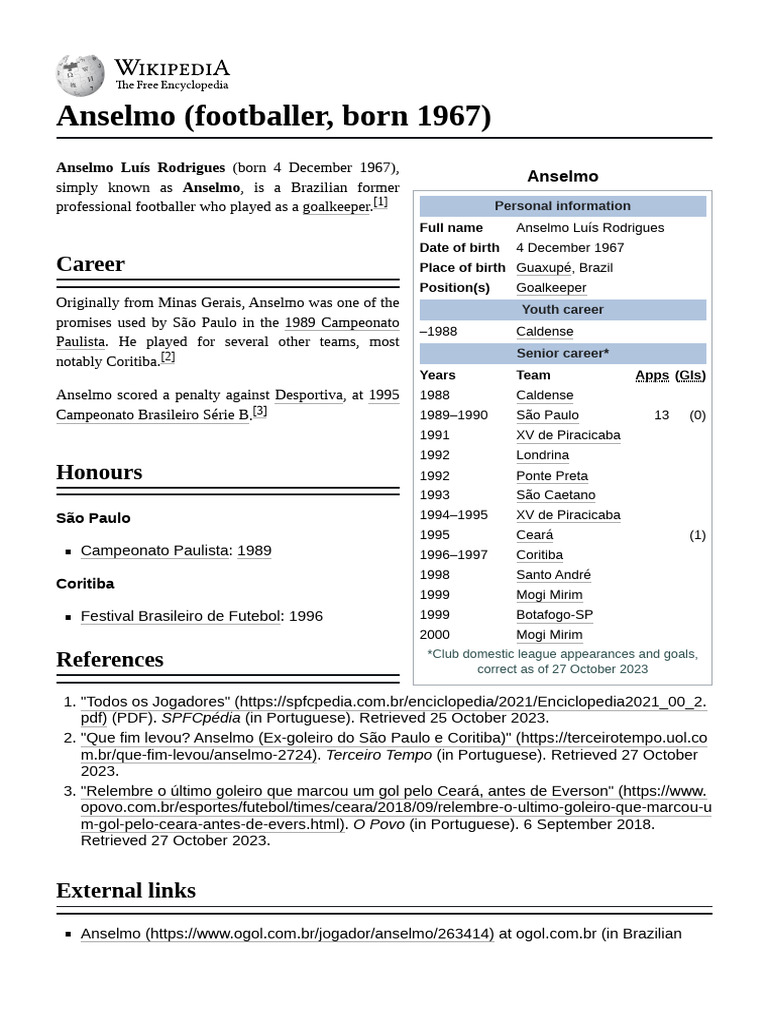 Anselmo_(footballer,_born_1967) | PDF | Association Football Clubs