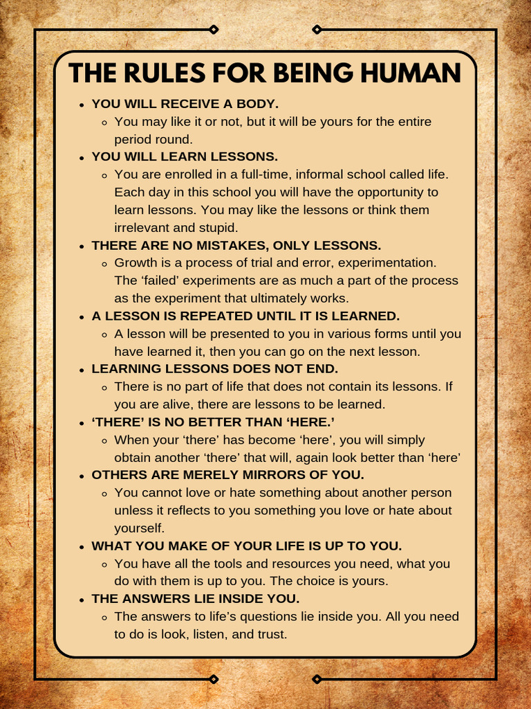 The Rules For Being Human | PDF