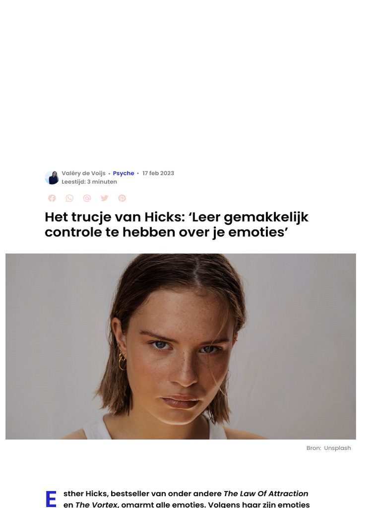 Het Trucje Van Hicks: 'Leer Controle Te Hebben Over Je Emoties' | PDF