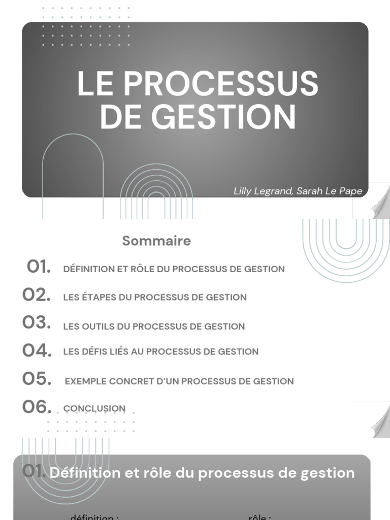 Processus de Gestion : Définition et Outils | PDF | Planification ...