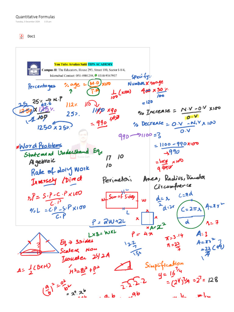 Quantitative Formulas Guide | PDF