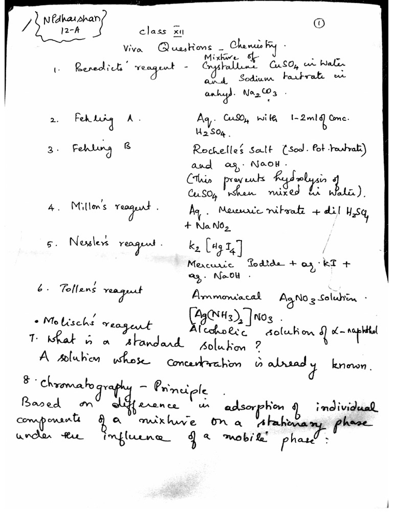 Class 12-Sample Viva Questions With Answer | PDF