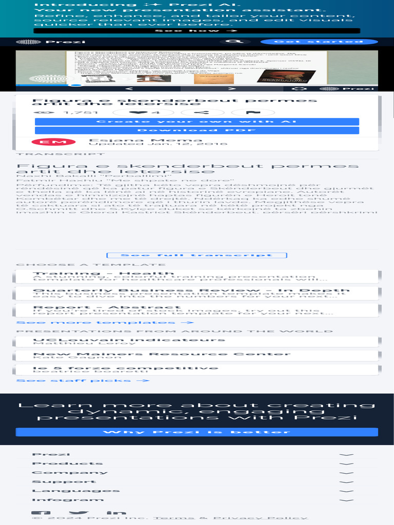 Figura e Skenderbeut Permes Artit Dhe Letersise by Esjana Mema On Prezi ...