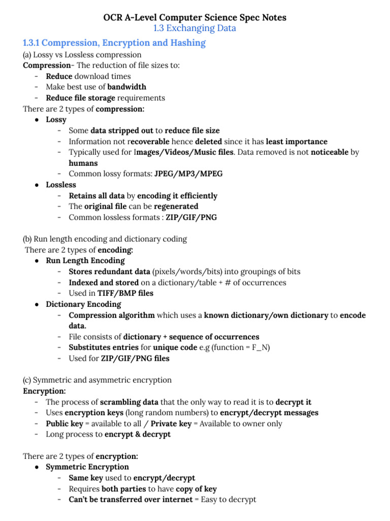 OCR A-Level Computer Science Spec Notes - 1.3 Summarized | PDF | Data ...