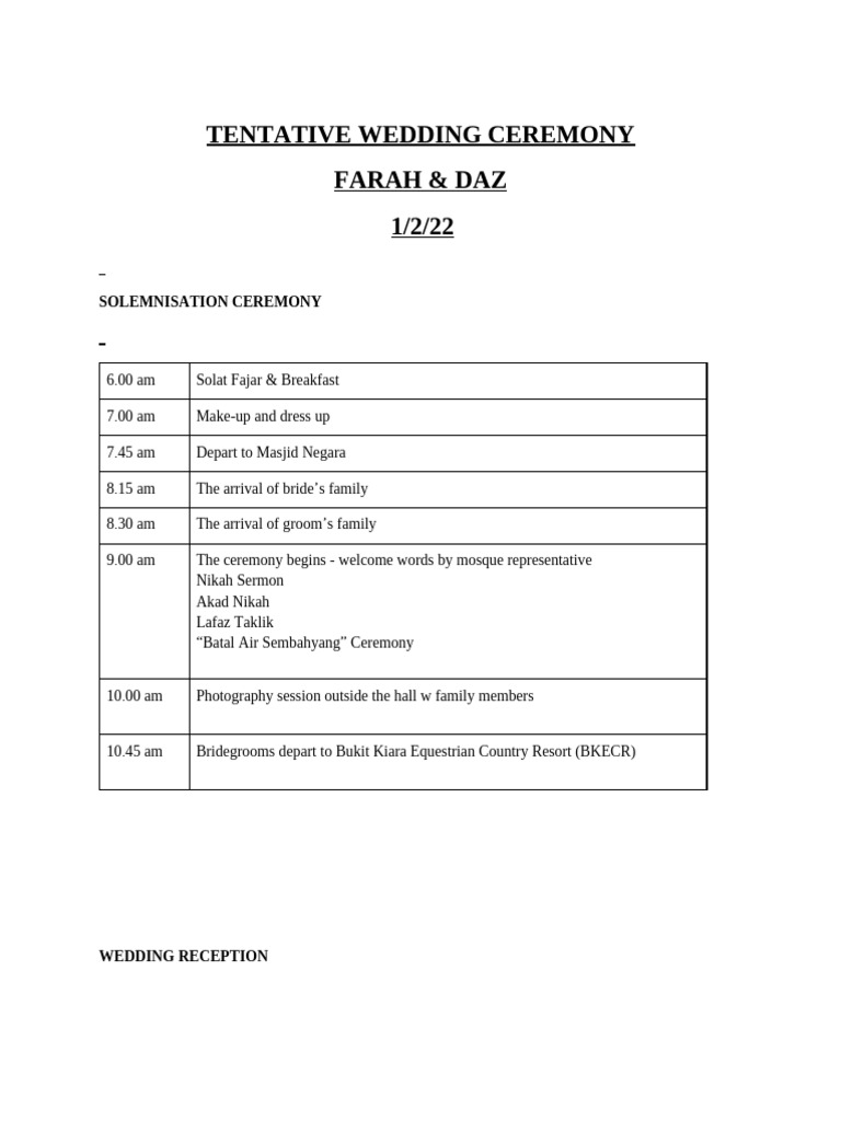 Tentative Wedding Ceremony | PDF
