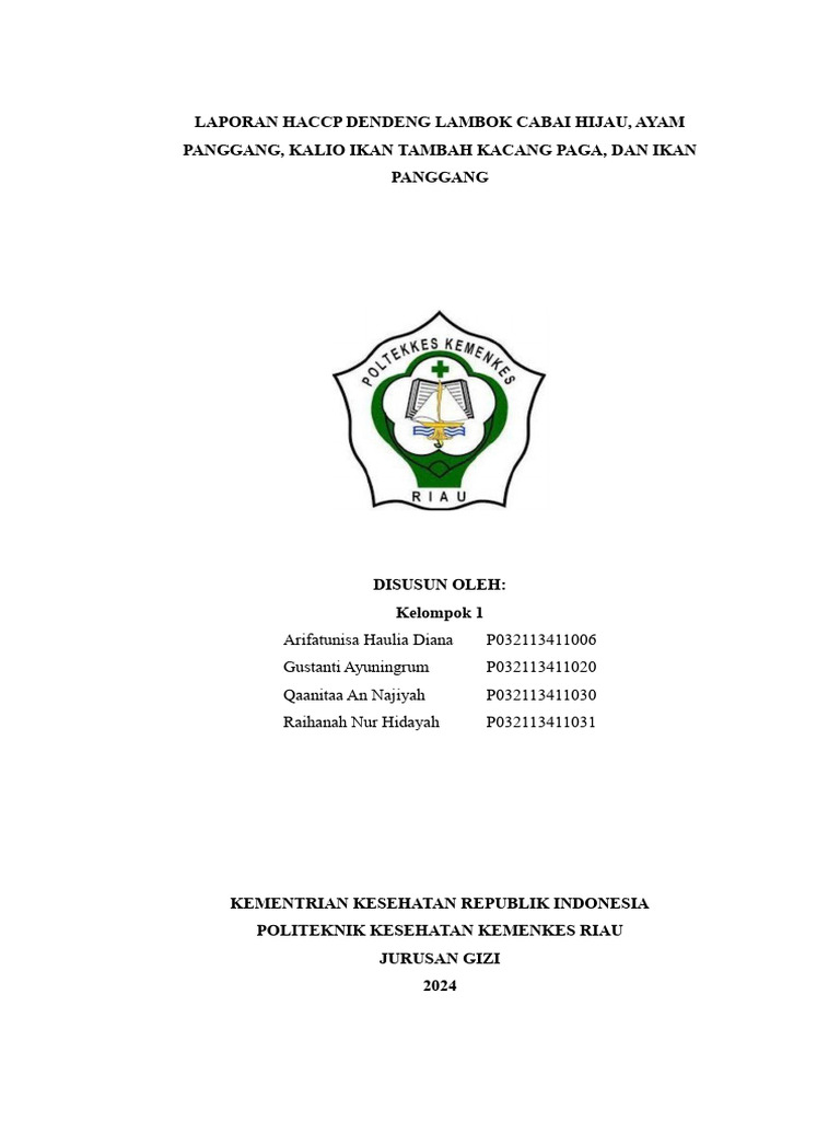 Haccp Kel 1 (Rsam) Fix | PDF