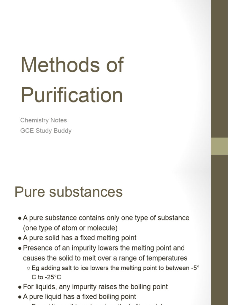 Purification | PDF | Distillation | Solubility