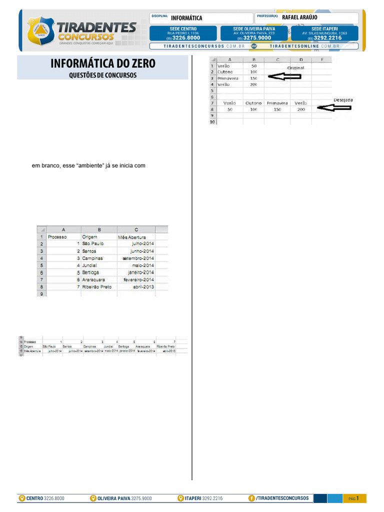 PDF Informatica Do Zero | PDF | Microsoft Excel | Tabela (banco de dados)