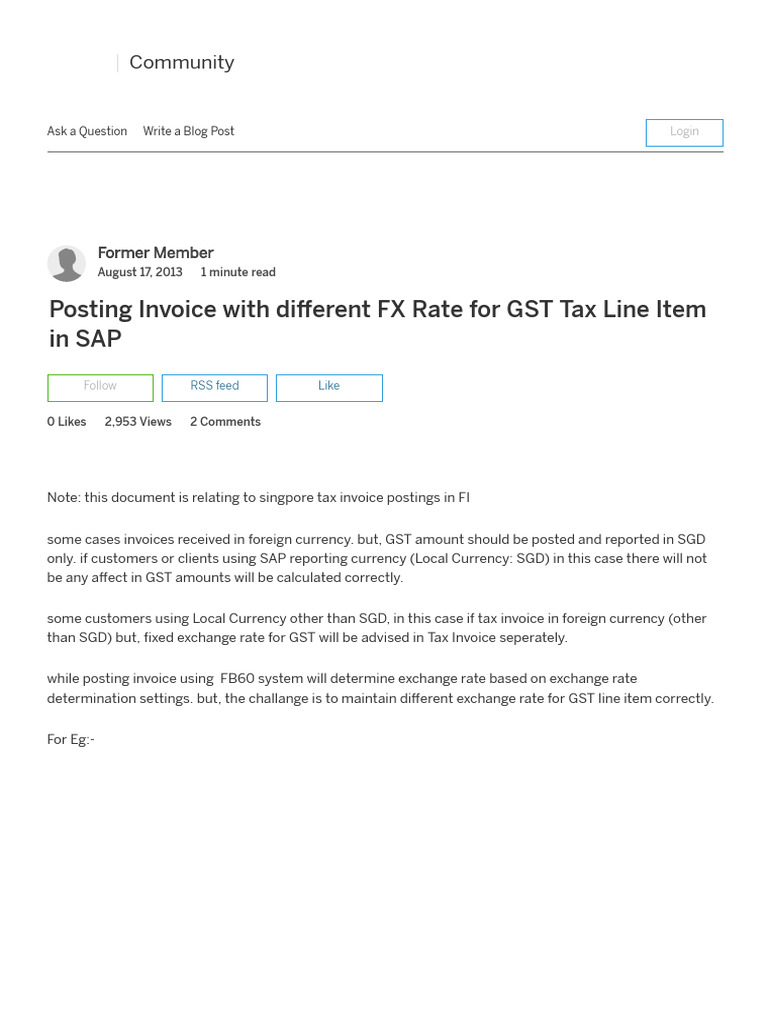 GST Tax Line Item in SAP - SAP Blogs | PDF | Money | Economies