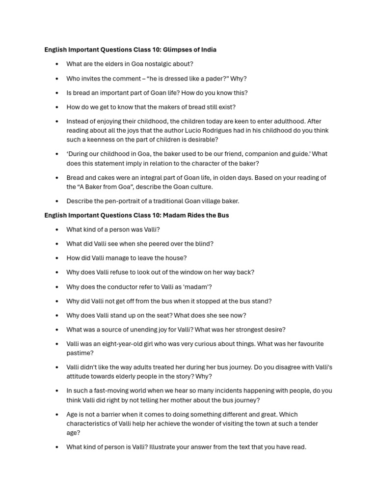 English Important Questions Class 10 | PDF | Enlightenment In Buddhism