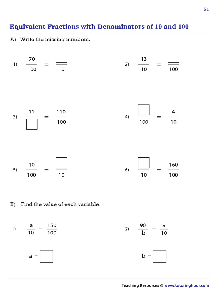 Denominators 10 100 1 | PDF
