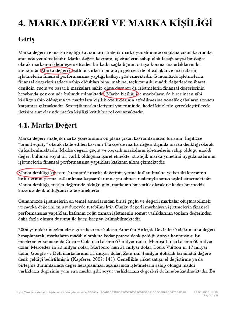 Marka Değeri Ve Marka Kişiliği | PDF