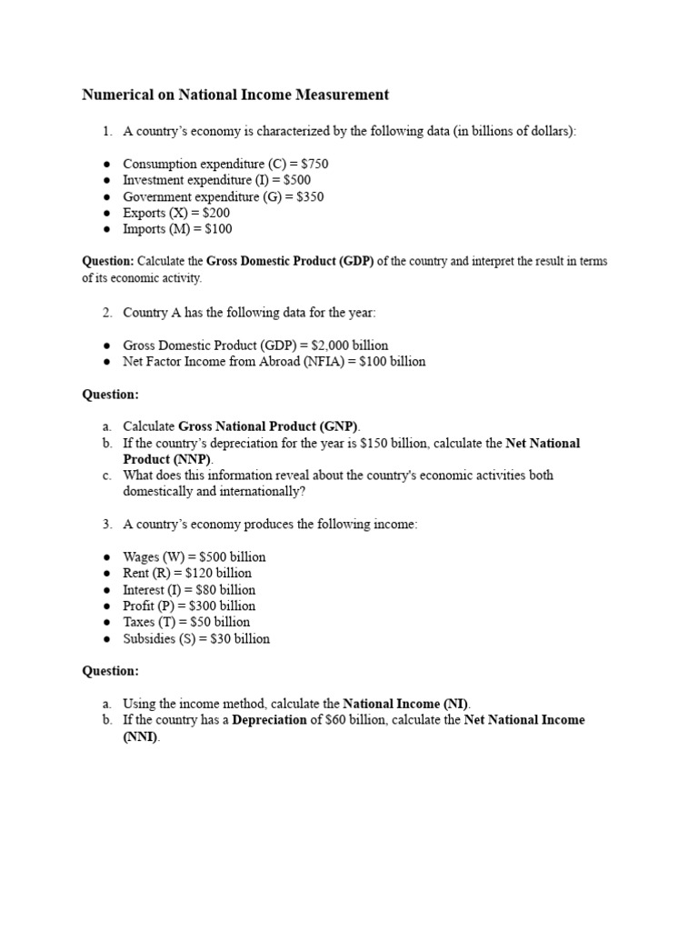 National Income Measurement Analysis | PDF | Measures Of National ...