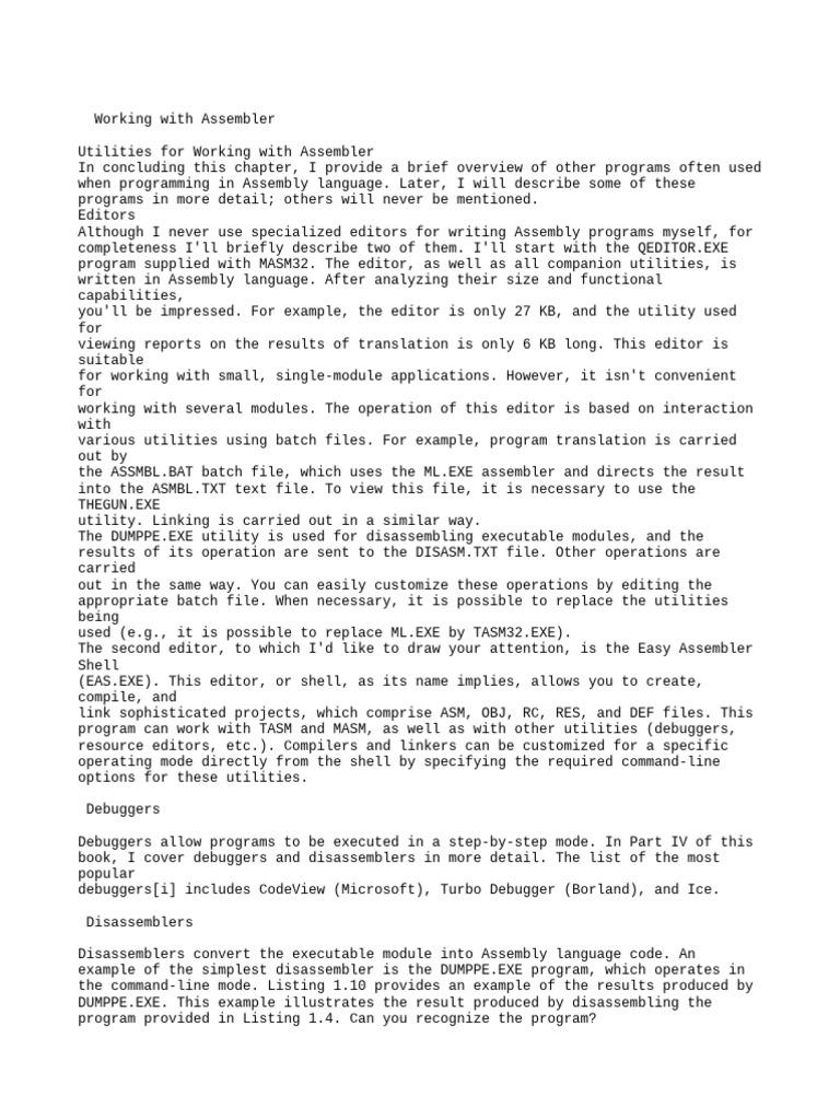 Working With Assembler Pdf System Software Computer Programming