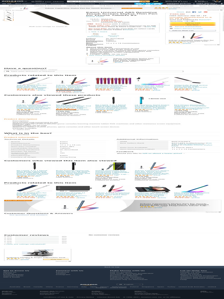 Kawn Universal ABS Resistive Touch Screen Stylus Thin Pen for Phone Tablets #2 Buy Kawn ...