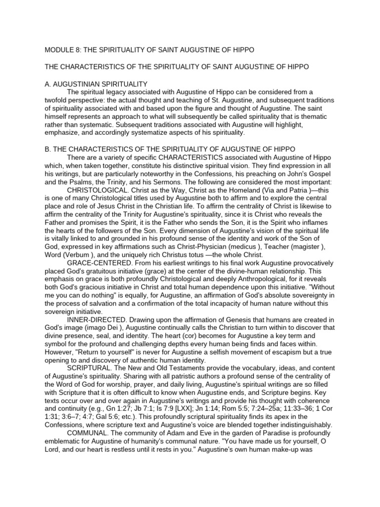 MODULE 8 | PDF | Augustine Of Hippo | Jesus