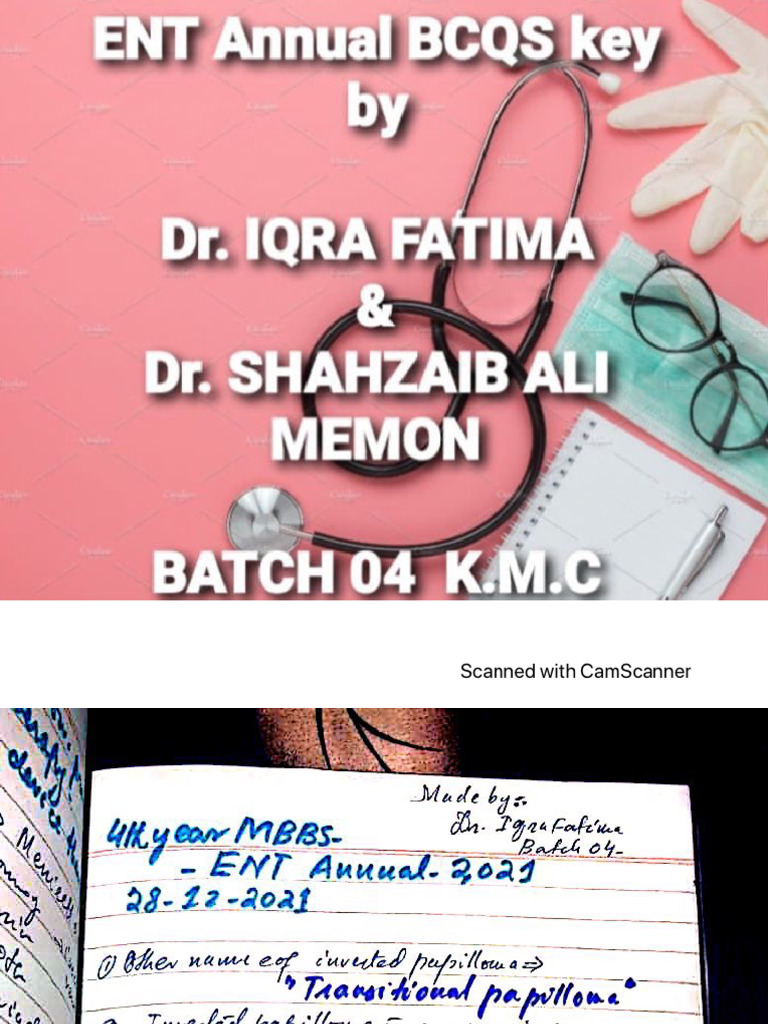 ENT Annual Bcqs Key by Shahzaib Ali Memo | PDF