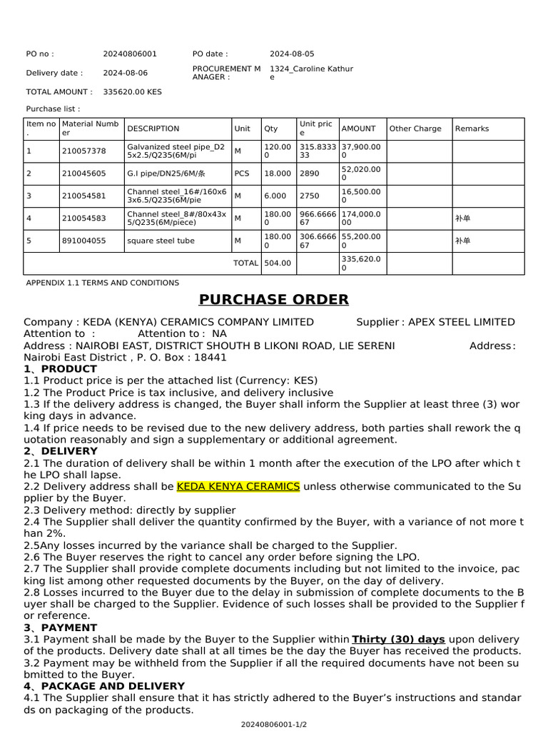 PO_contract_APEX | PDF | Business | Common Law