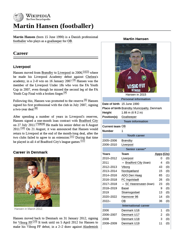Martin Hansen (Footballer) | PDF | Association Football Clubs ...