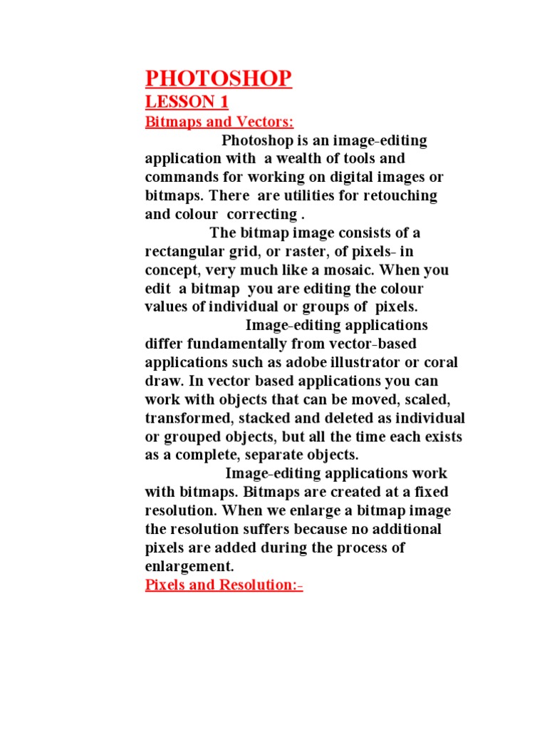 Understanding Bitmaps and Vectors in Photoshop | PDF