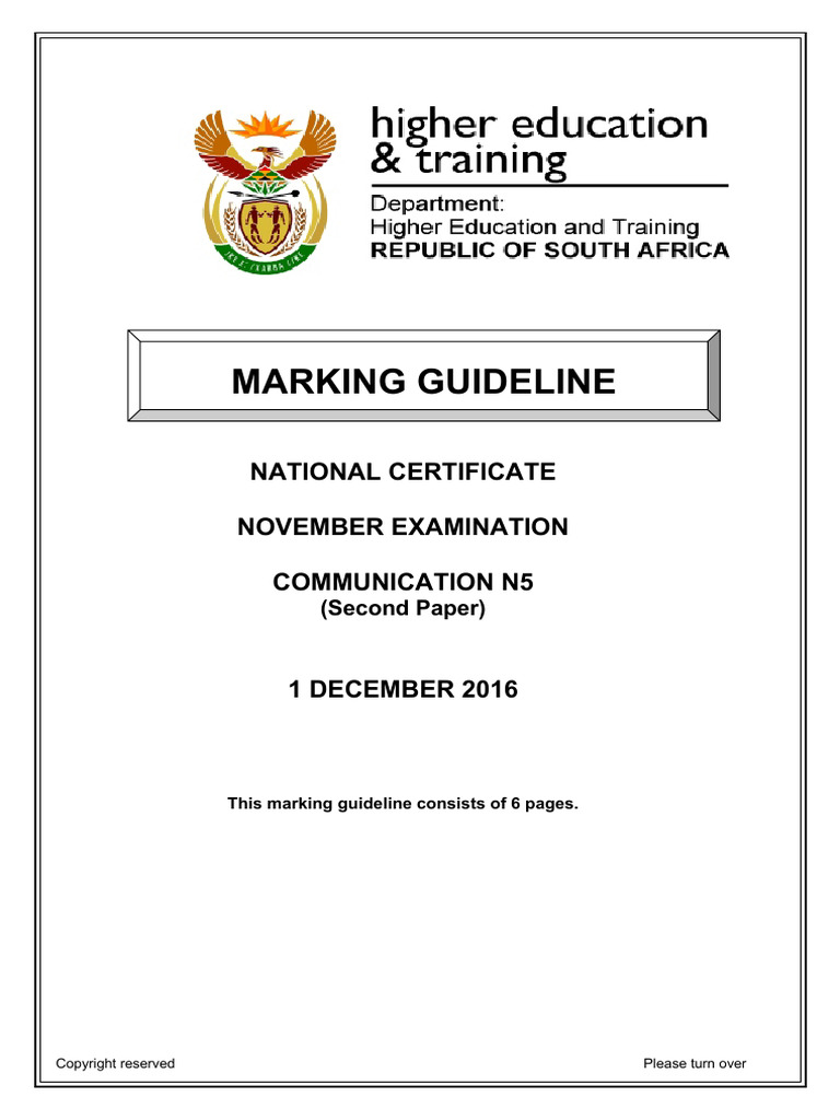 N5 Communication Paper 2 November 2016 Memorandum | PDF | Advertising ...