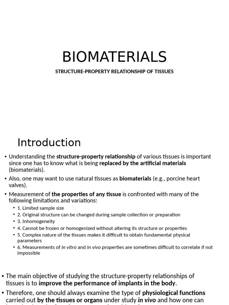 Structure-Property Relationship of Tissues | PDF | Bone | Collagen