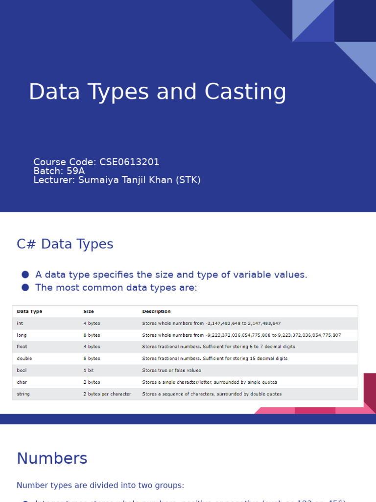 4. Data Types and Casting | PDF | Data Type | Boolean Data Type