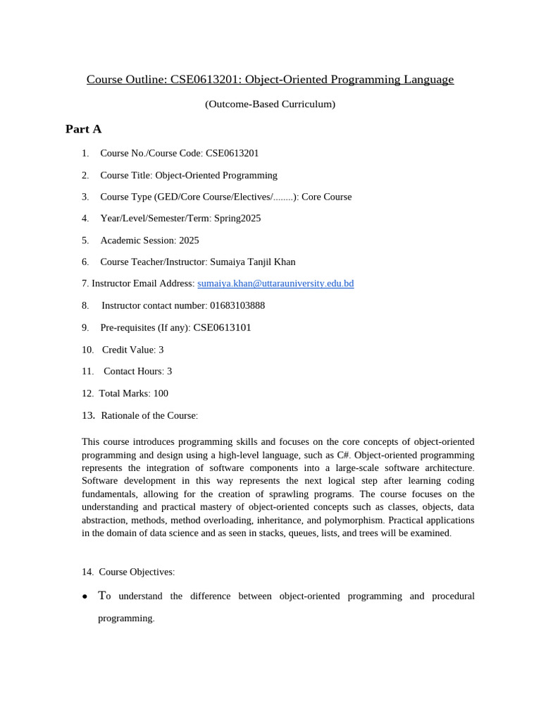 STK CSE0613201 Spring2025 | PDF | Object Oriented Programming | Method ...