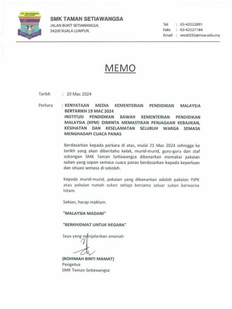 Memo Menghadapi Cuaca Panas | PDF
