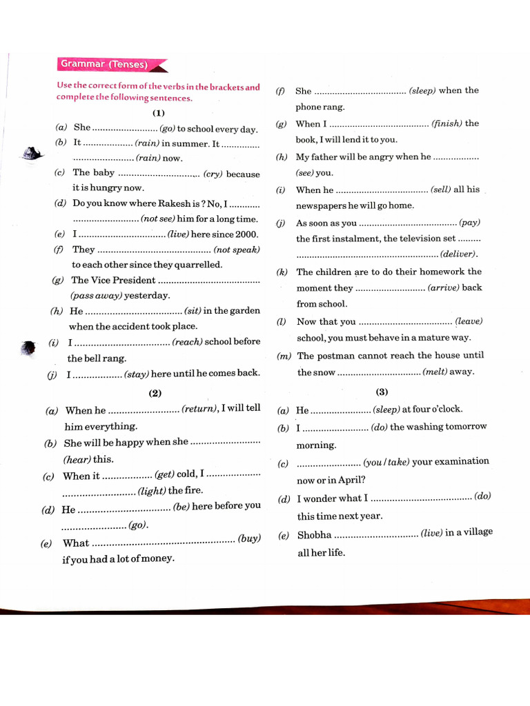 Grammar Revision Worksheet | PDF