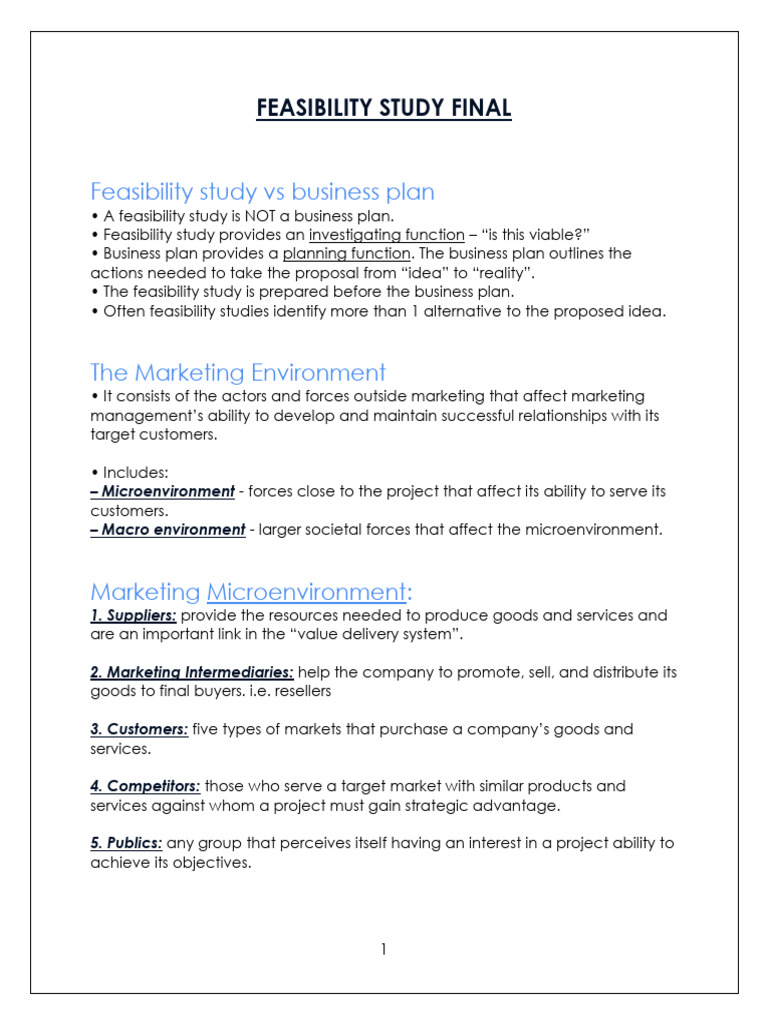 Feasibility Study and Marketing Analysis | PDF | Marketing | Business ...