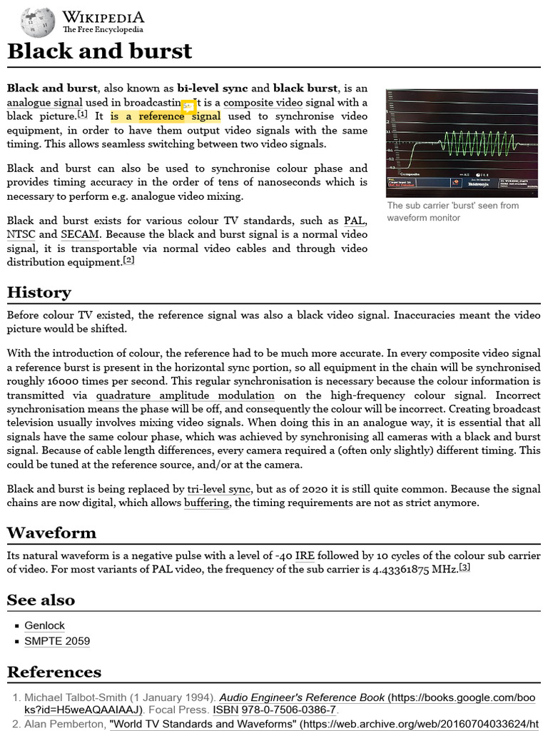 Understanding Black and Burst Signals | PDF | Media Formats ...