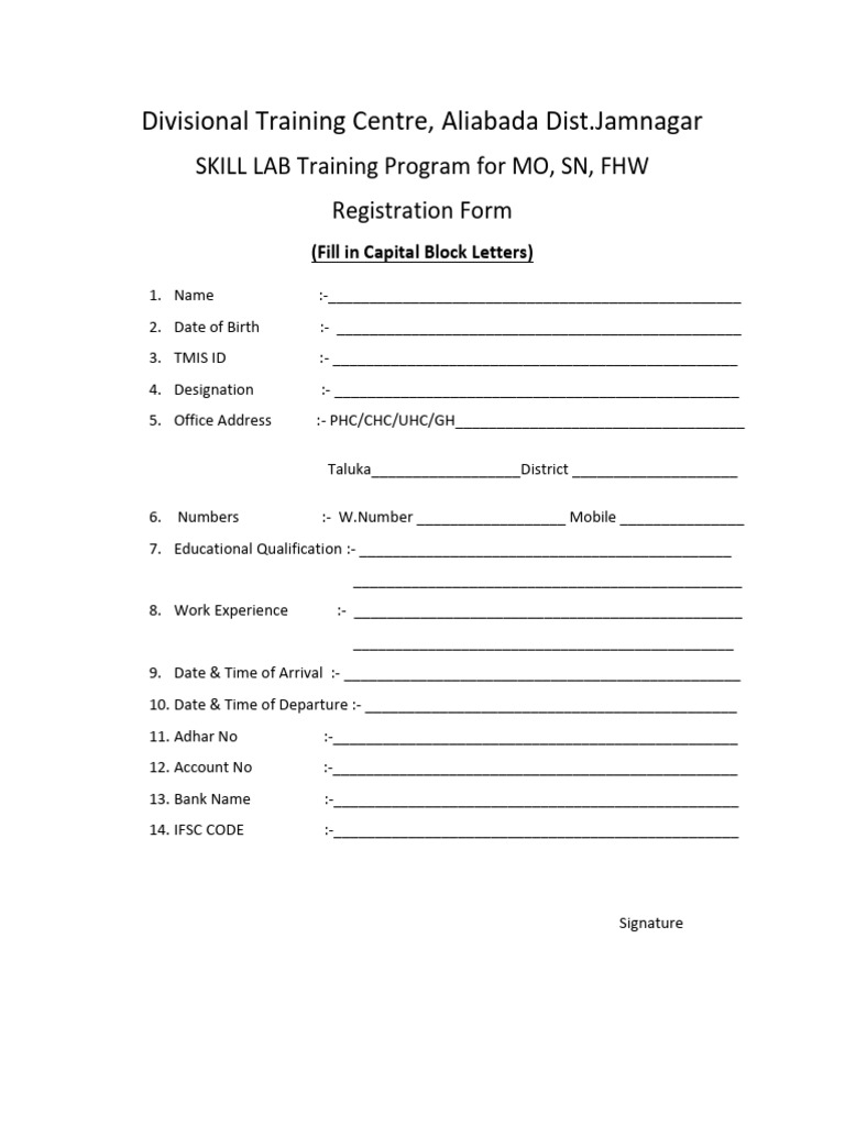 SL Registration Form | PDF