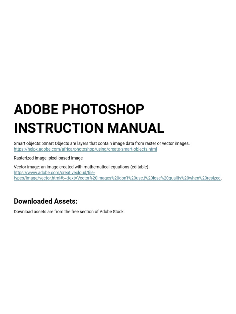 Week 1 Photoshop Instruction Manual | PDF | Adobe Photoshop | Software